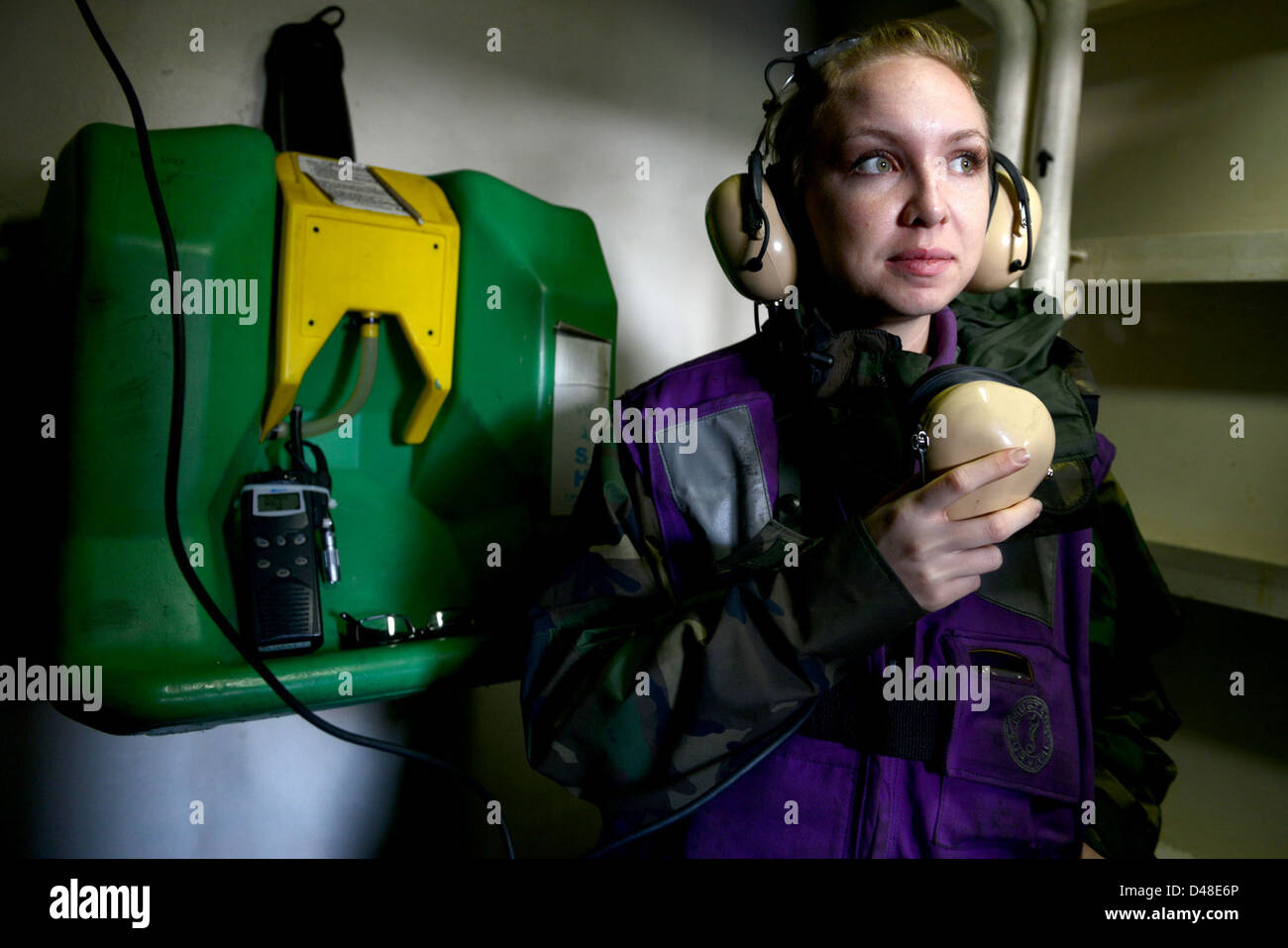 A Sailor acts as fuels phone talker Stock Photo - Alamy
