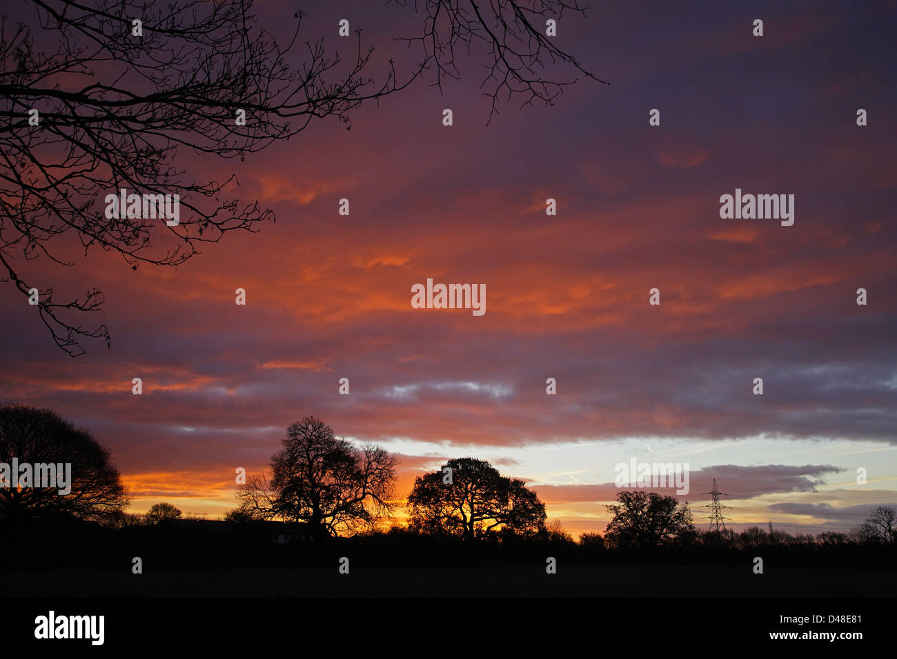Dawn at Willaston Wirral Cheshire UK December 2148 Stock Photo - Alamy
