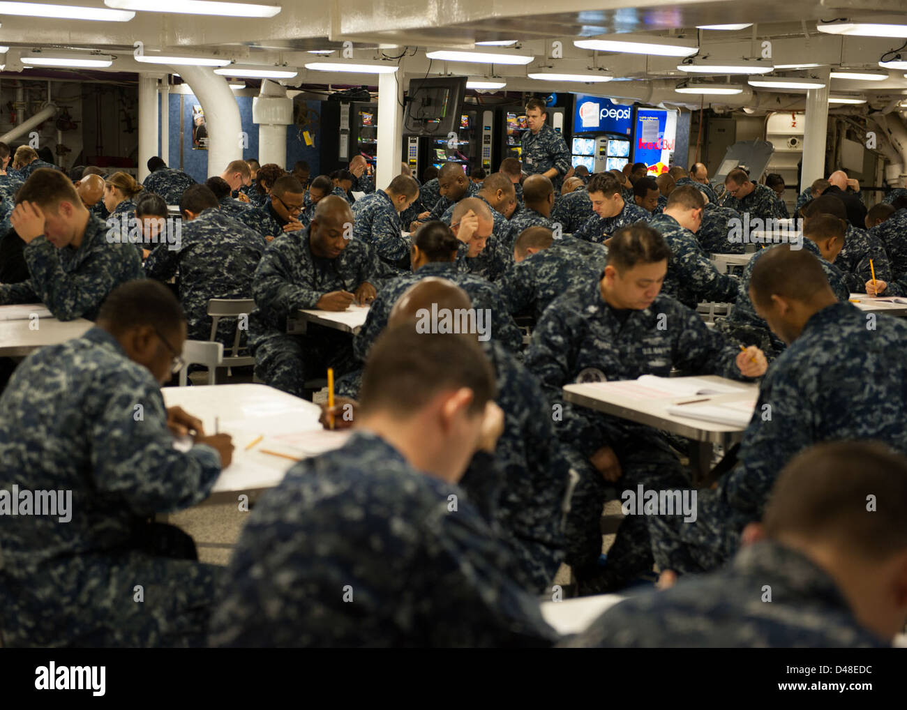 Sailors take an advancement exam at sea Stock Photo - Alamy