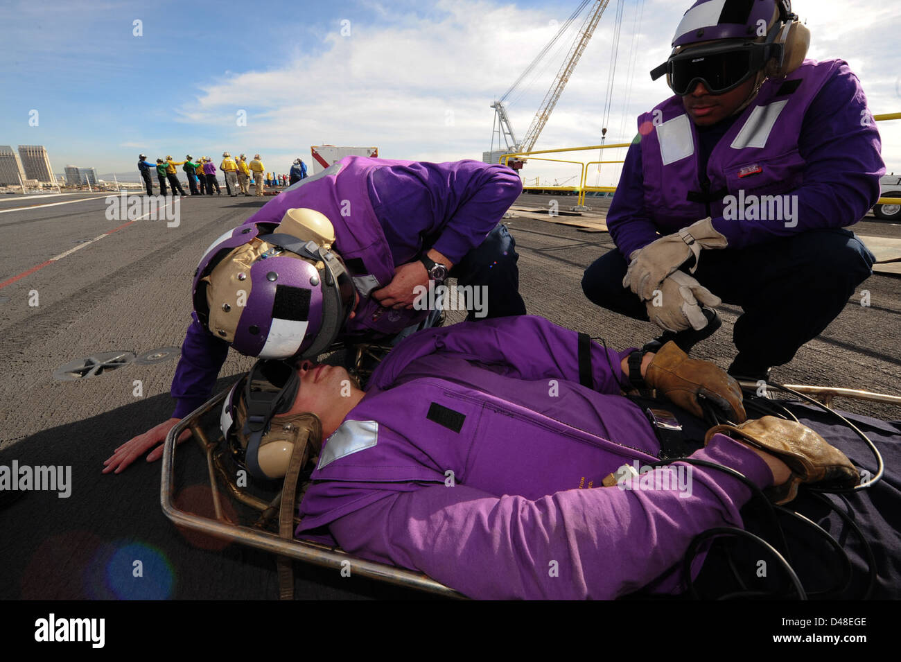 Flight deck fire drill hi-res stock photography and images - Alamy