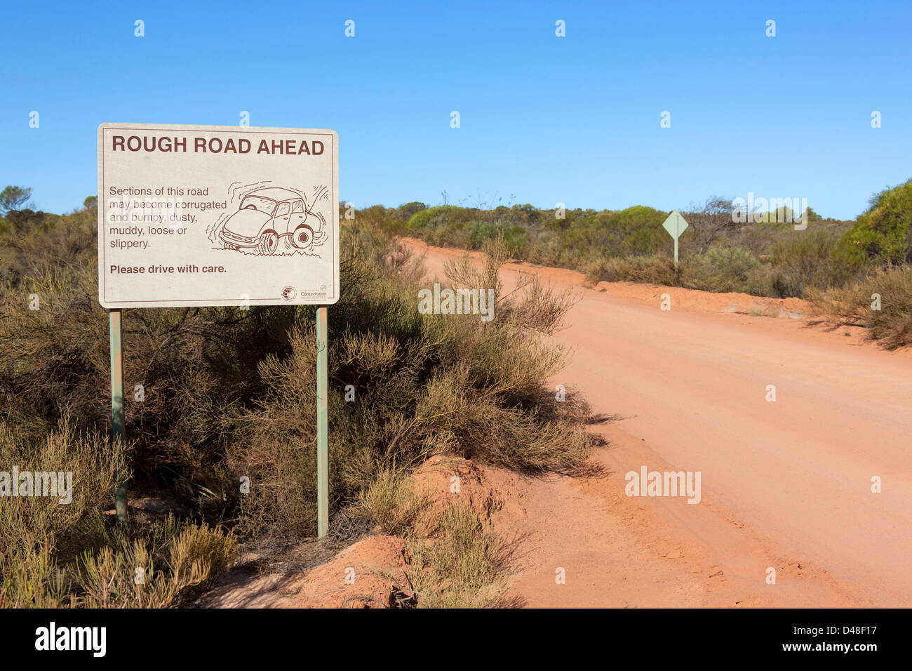 Rough Road warning sign, Kalbarri National Park, Murchison Western ...