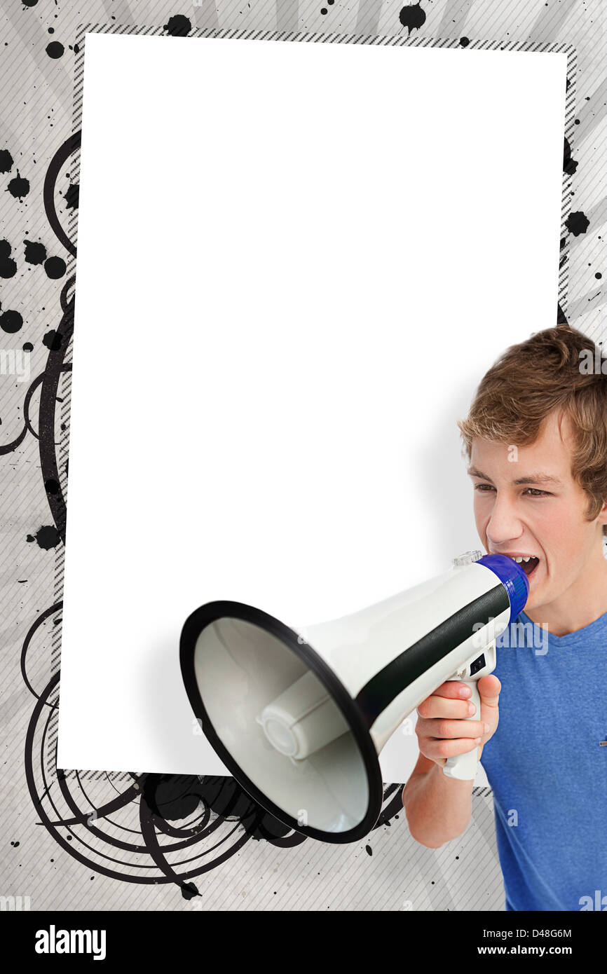 Man shouting through megaphone High Resolution Stock Photography and ...