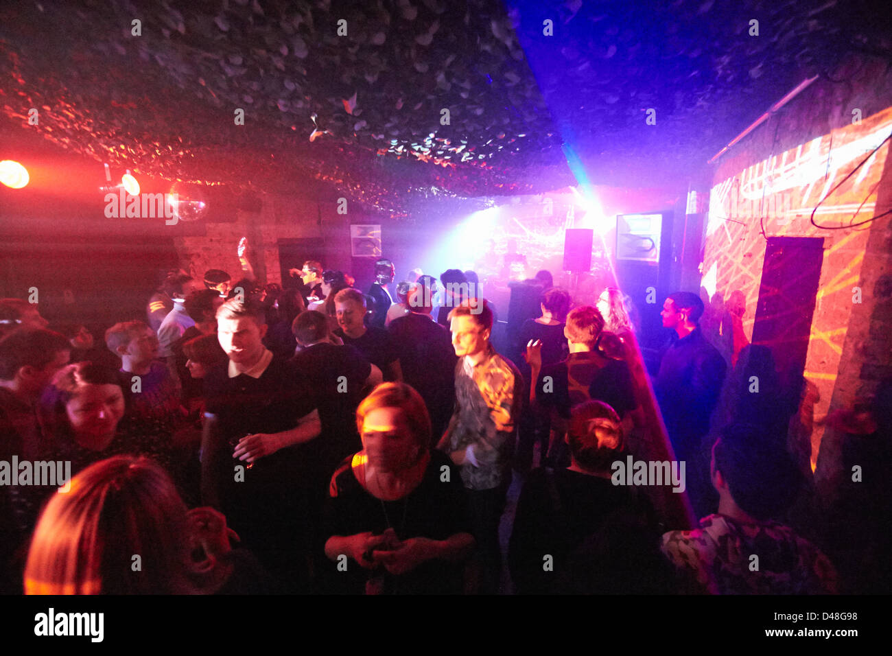 Nightclub rave warehouse party club acid house Stock Photo - Alamy