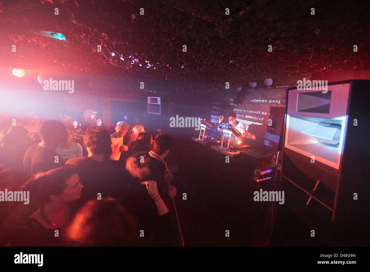 Nightclub rave warehouse party club acid house Stock Photo - Alamy