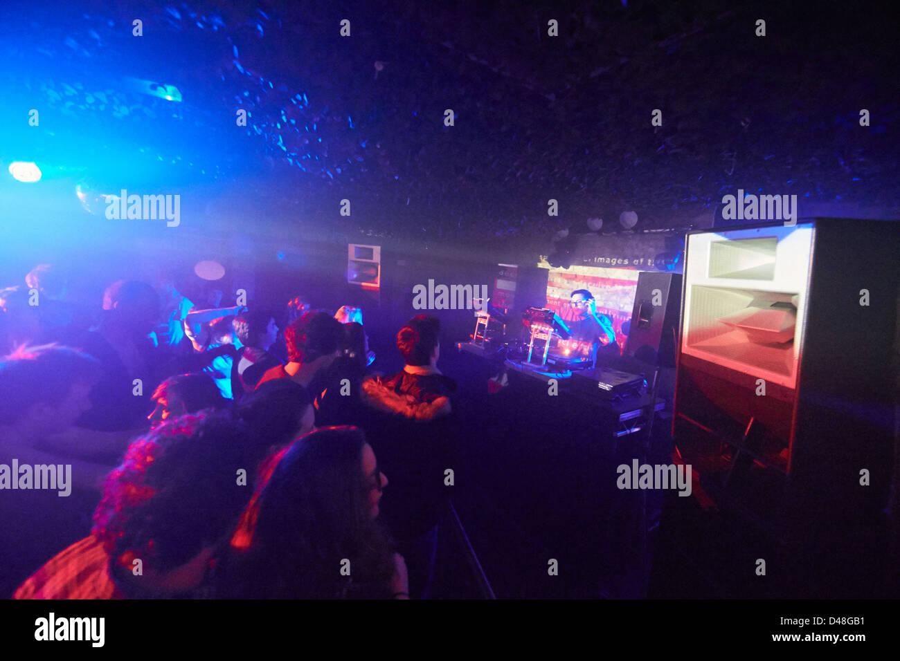 Nightclub rave warehouse party club acid house Stock Photo - Alamy