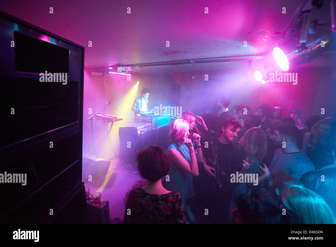 Nightclub rave warehouse party club acid house Stock Photo - Alamy