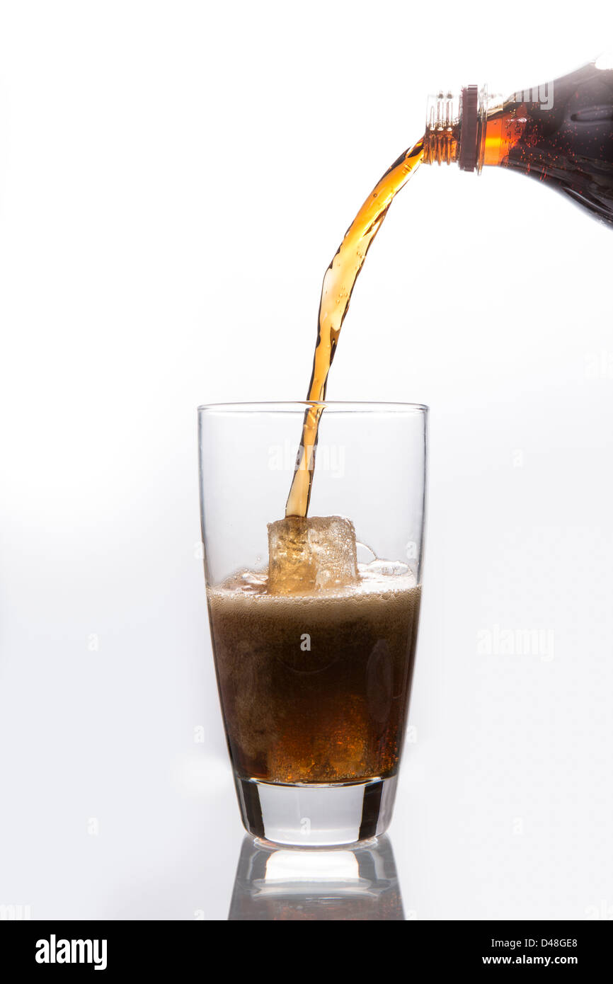 Soda pouring into glass Stock Photo - Alamy