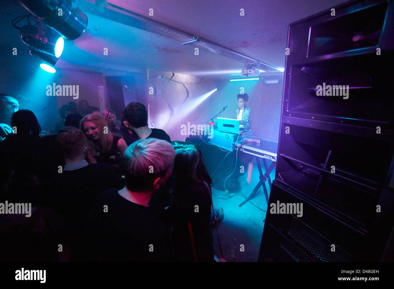 Nightclub rave warehouse party club acid house Stock Photo - Alamy