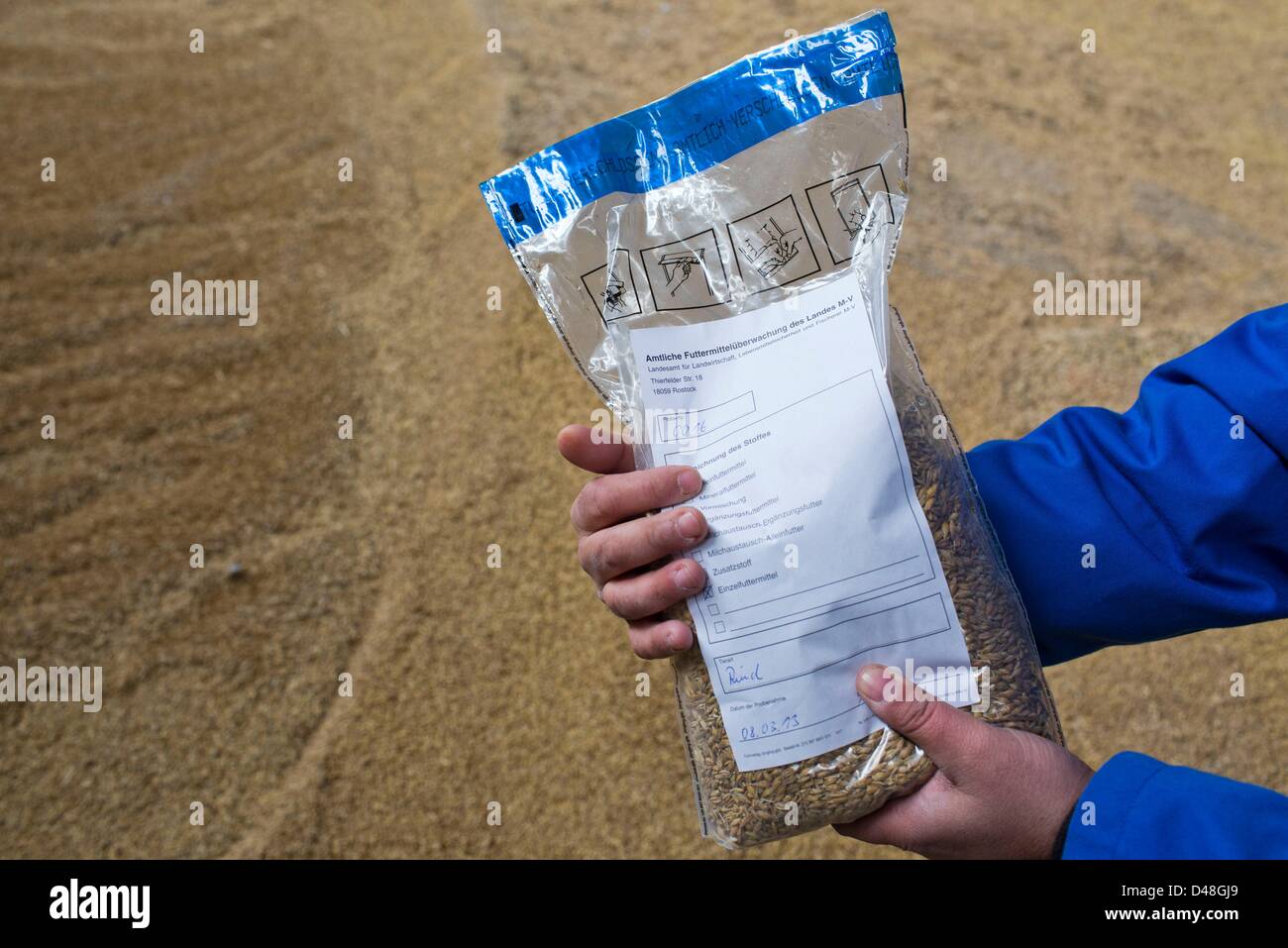 View of a sample bag of the state office for agriculture, food safety ...