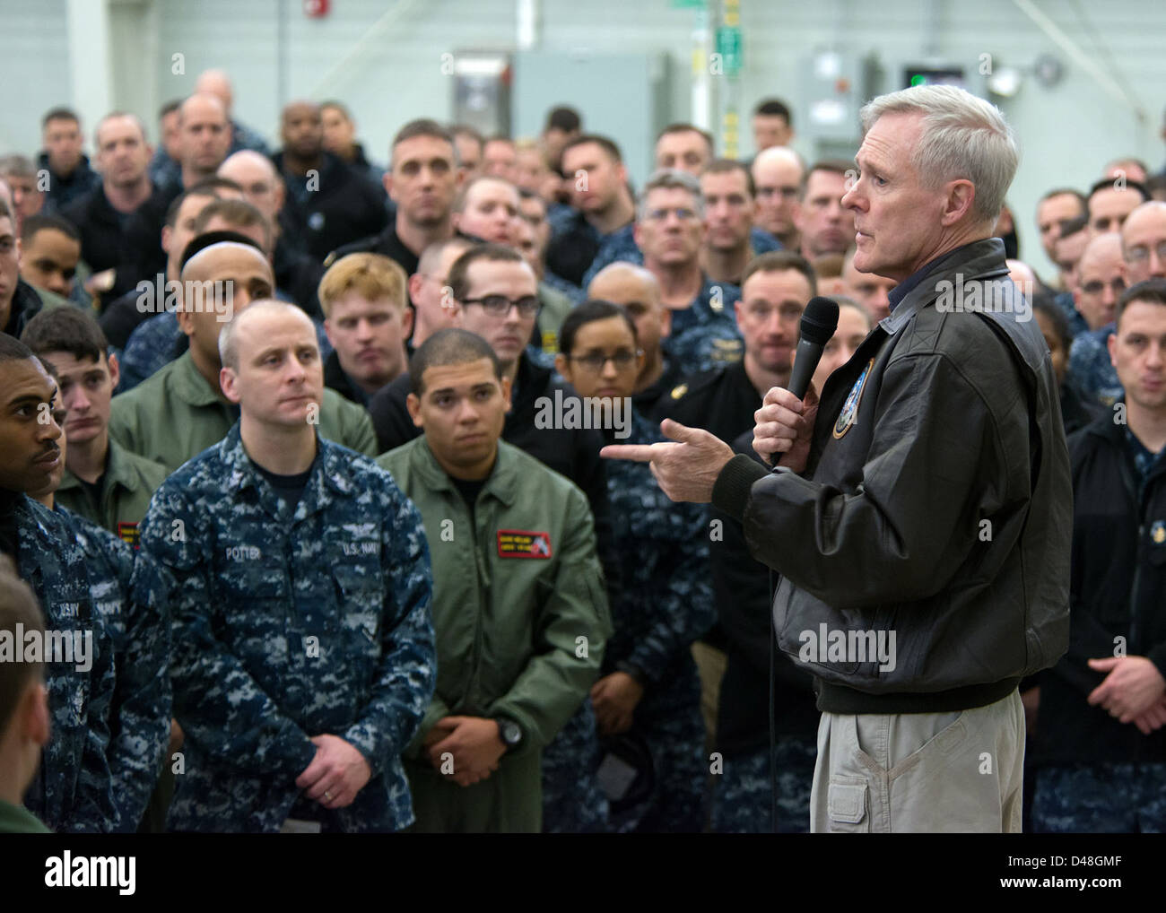 Secretary of the Navy (SECNAV) delivers remarks aboard Naval Air ...