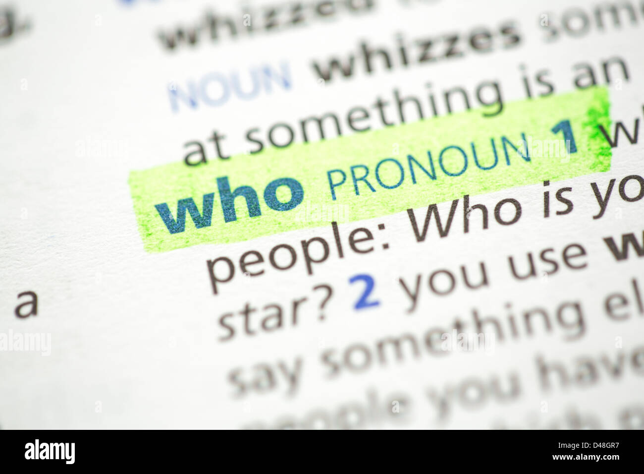 Who definition highlighted Stock Photo - Alamy