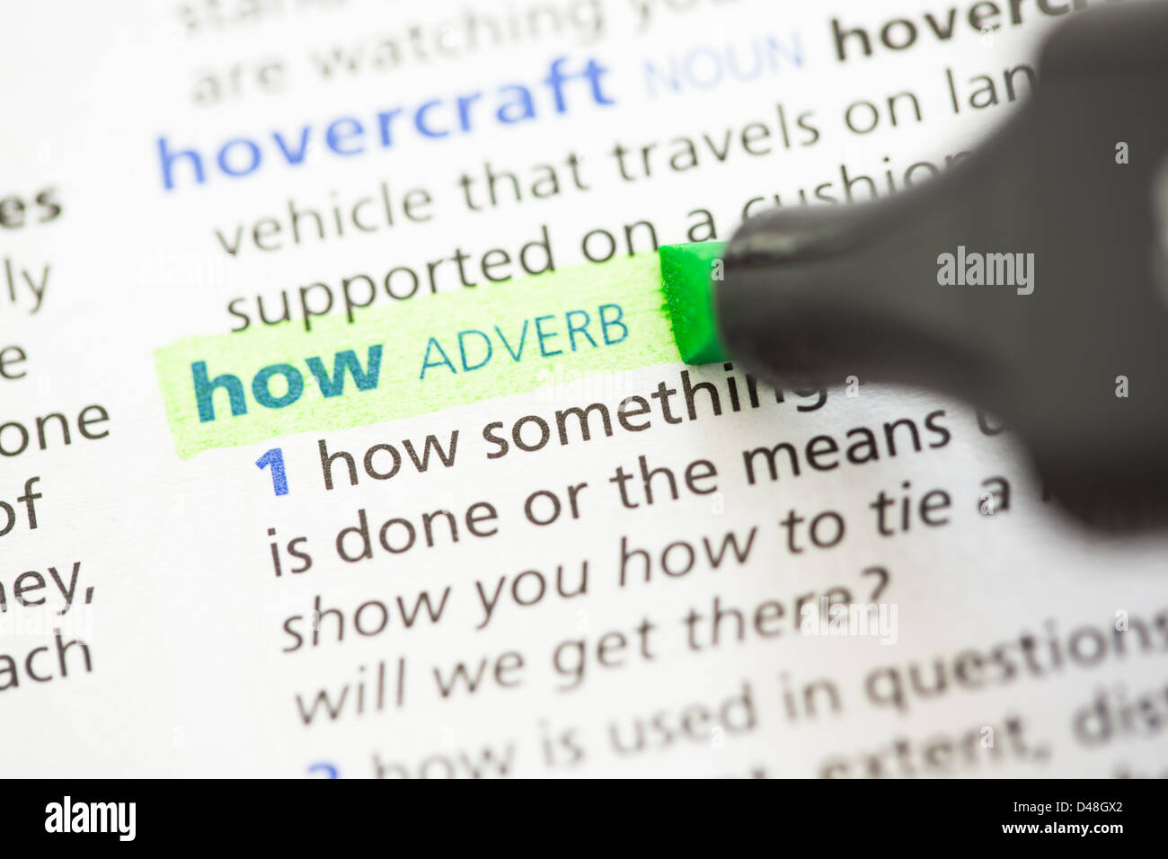 How definition highlighted Stock Photo - Alamy