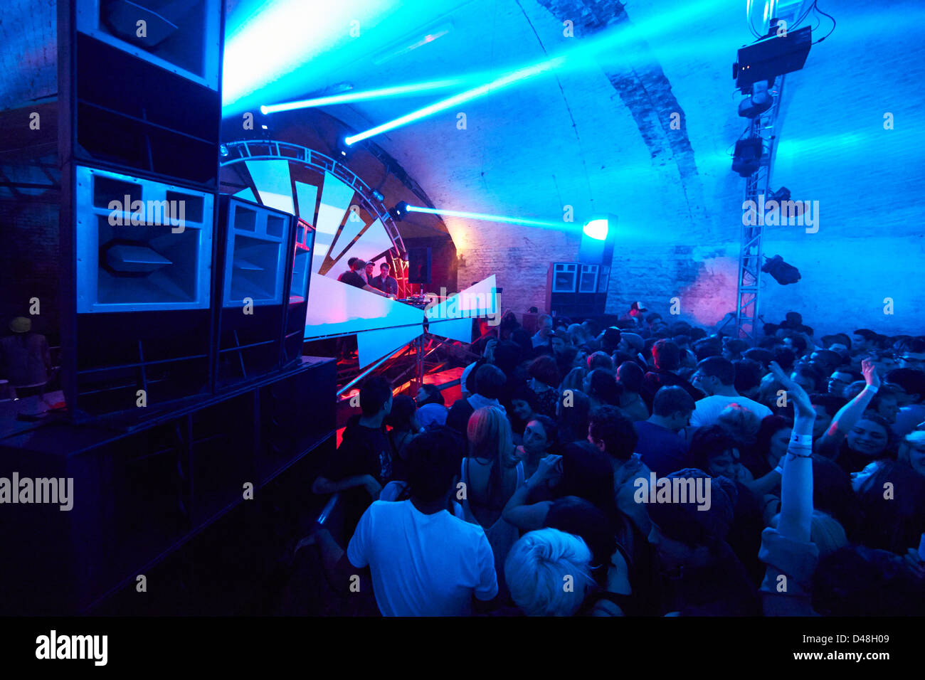 Nightclub rave warehouse party club acid house Stock Photo - Alamy