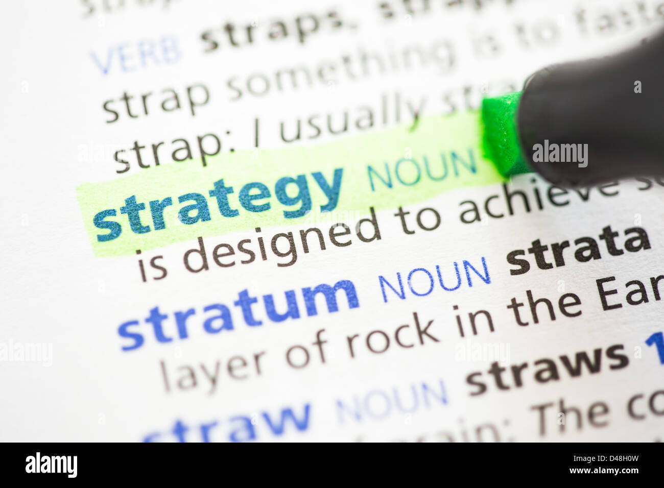 Strategy definition highlighted hi-res stock photography and images - Alamy