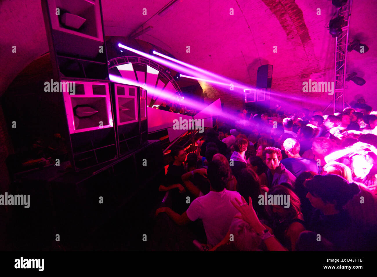 Nightclub rave warehouse party club acid house Stock Photo - Alamy
