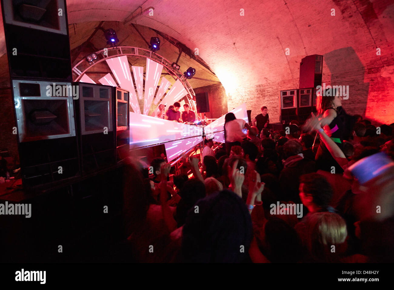 Nightclub rave warehouse party club acid house Stock Photo - Alamy