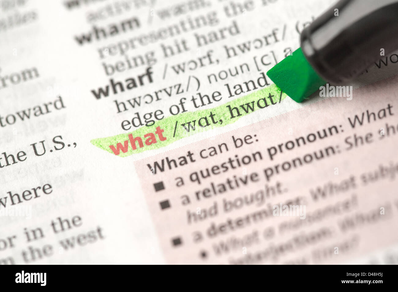 Highlighted definition of what Stock Photo - Alamy