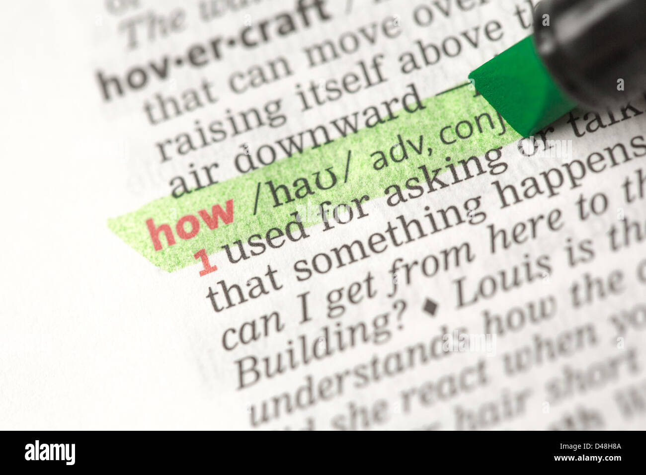 Highlighted definition of how Stock Photo - Alamy