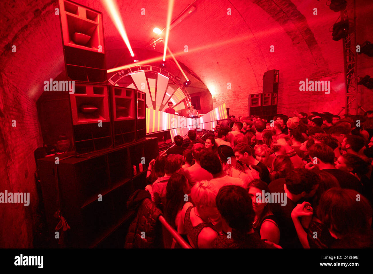 Nightclub rave warehouse party club acid house Stock Photo - Alamy