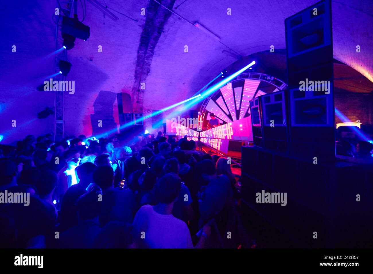 Nightclub rave warehouse party club acid house Stock Photo - Alamy