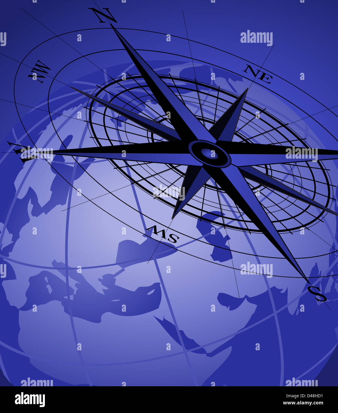 Abstract background with a compass and world globe Stock Photo - Alamy