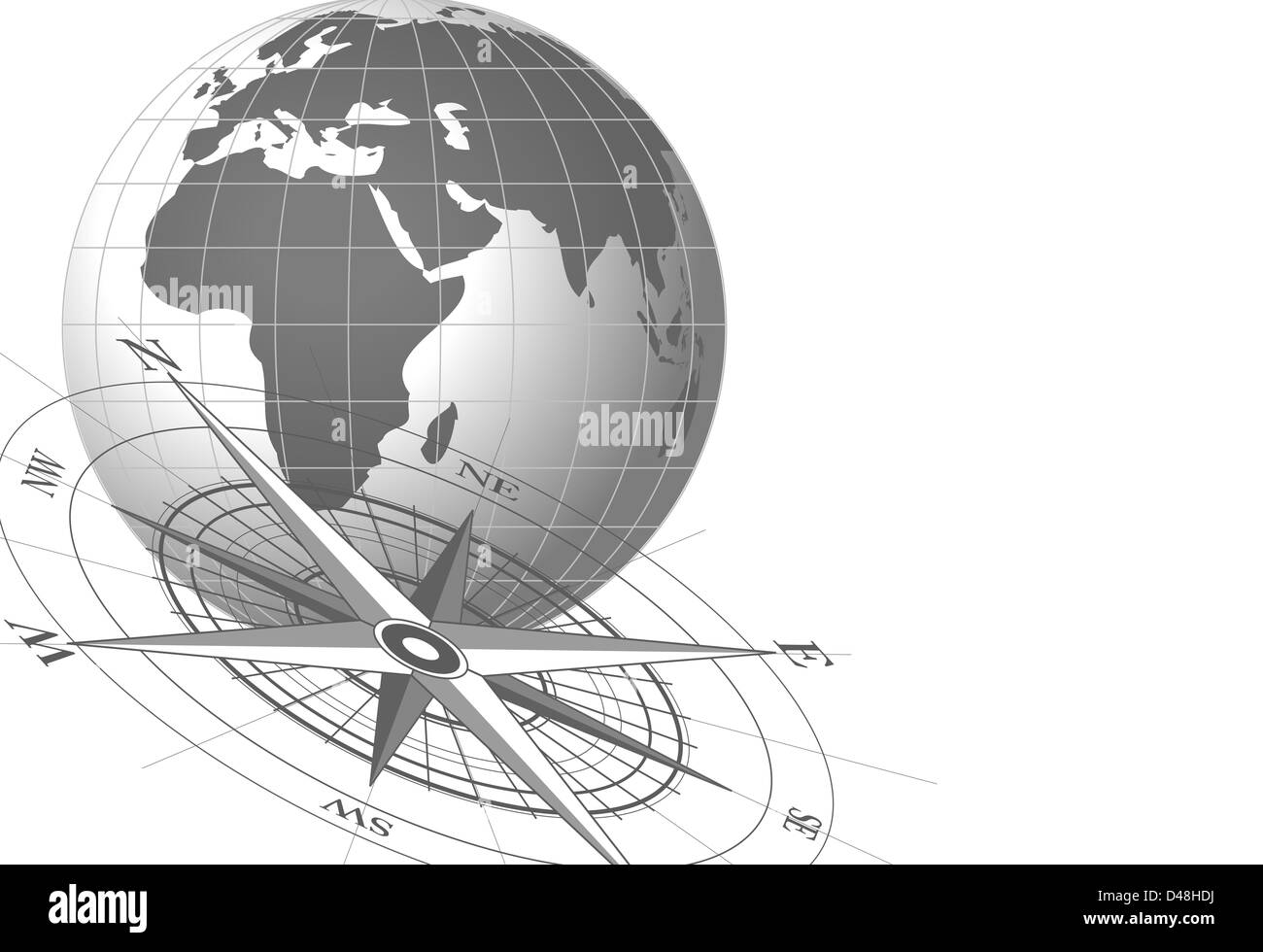 Abstract background with a compass and world globe Stock Photo - Alamy