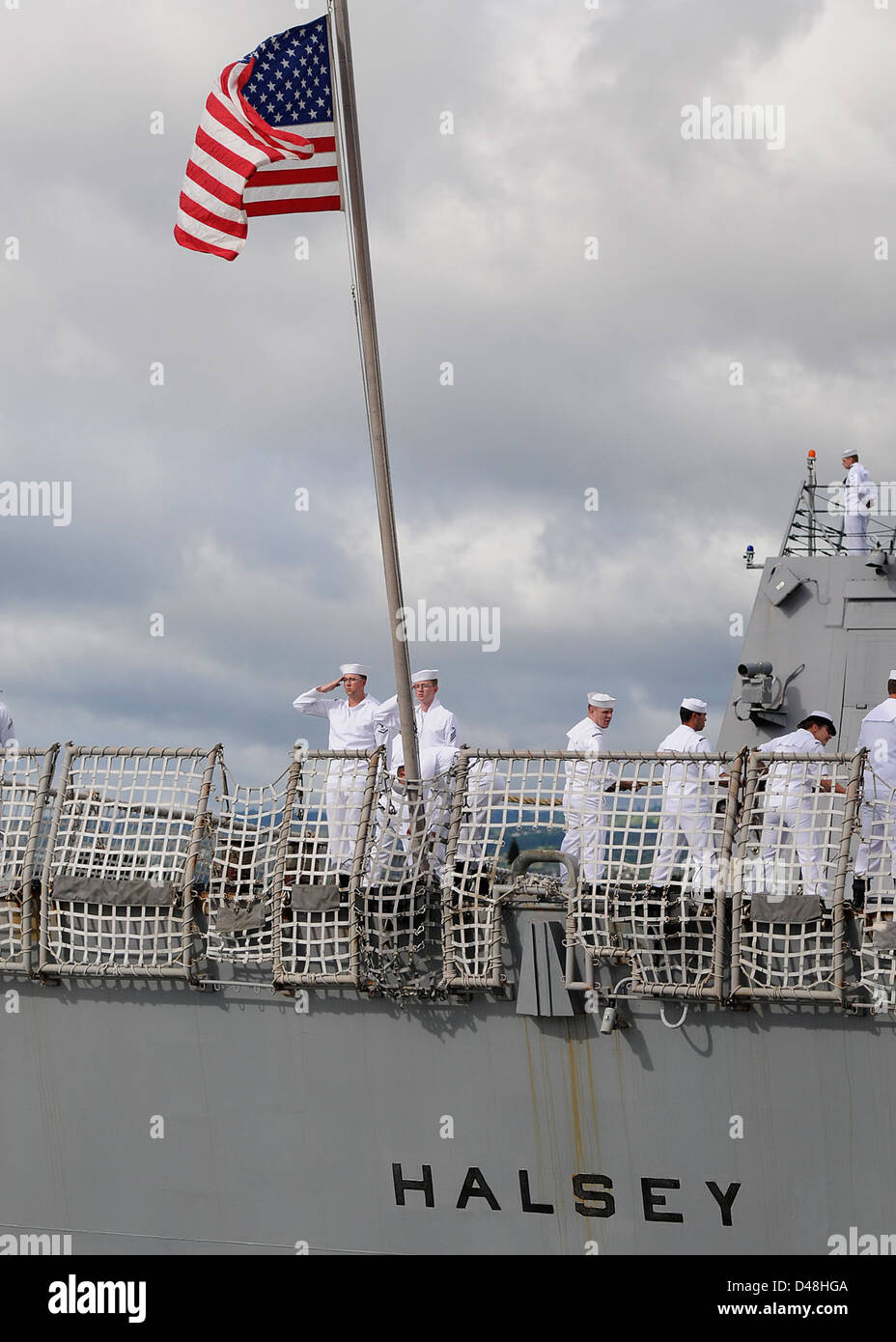 Us Navy Sailors Raise Flag High Resolution Stock Photography and Images ...