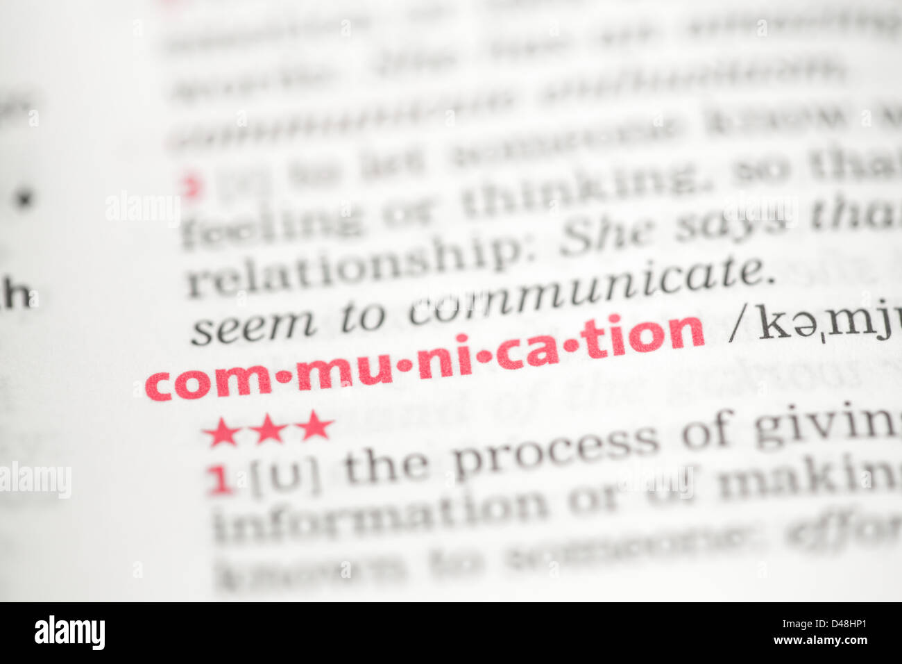 Close up communication definition hi-res stock photography and images ...