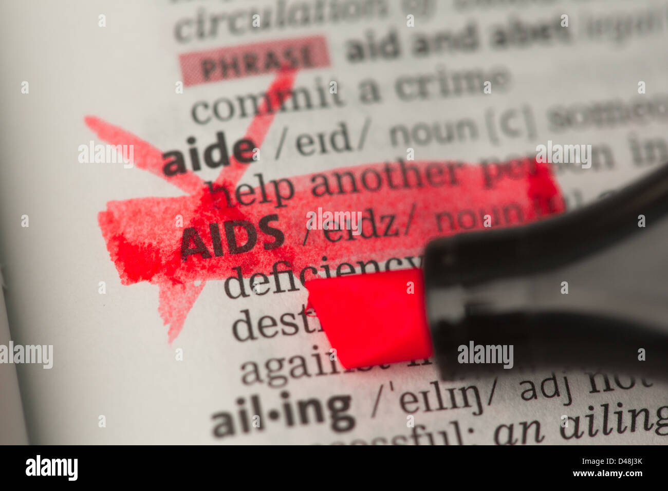 AIDS definition marked and highlighted in red Stock Photo - Alamy