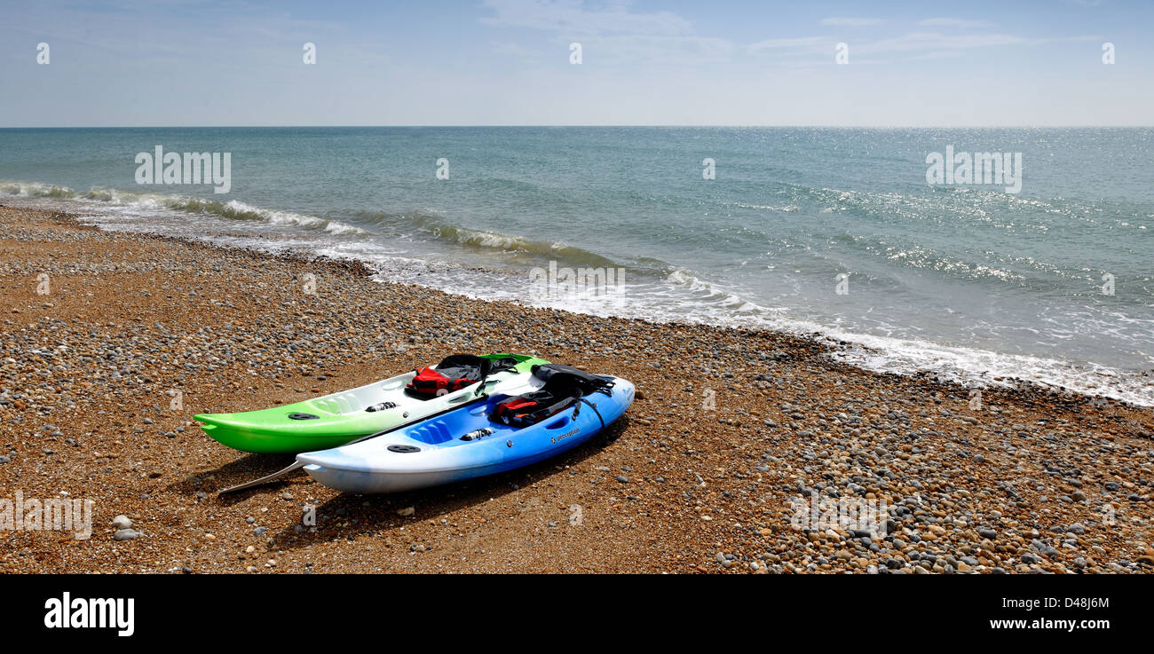 Surf kayaks on Hove beach, East Sussex, England Stock Photo - Alamy