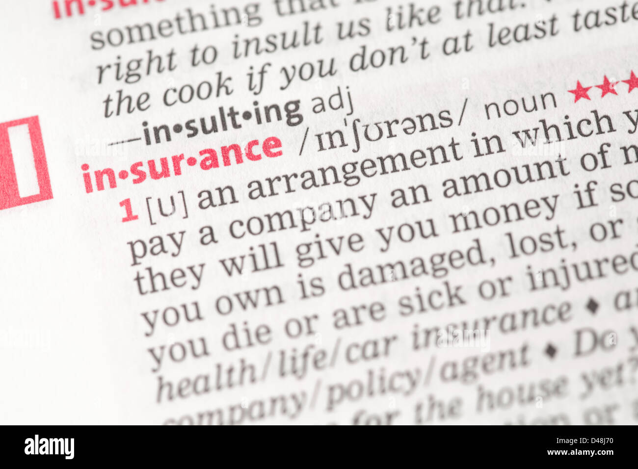 Insurance definition hi-res stock photography and images - Alamy