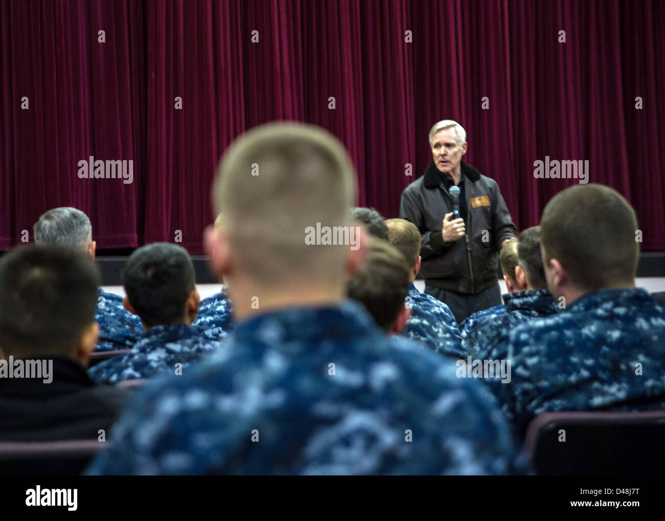 The Secretary of the Navy (SECNAV) addresses Sailors stationed in Japan ...
