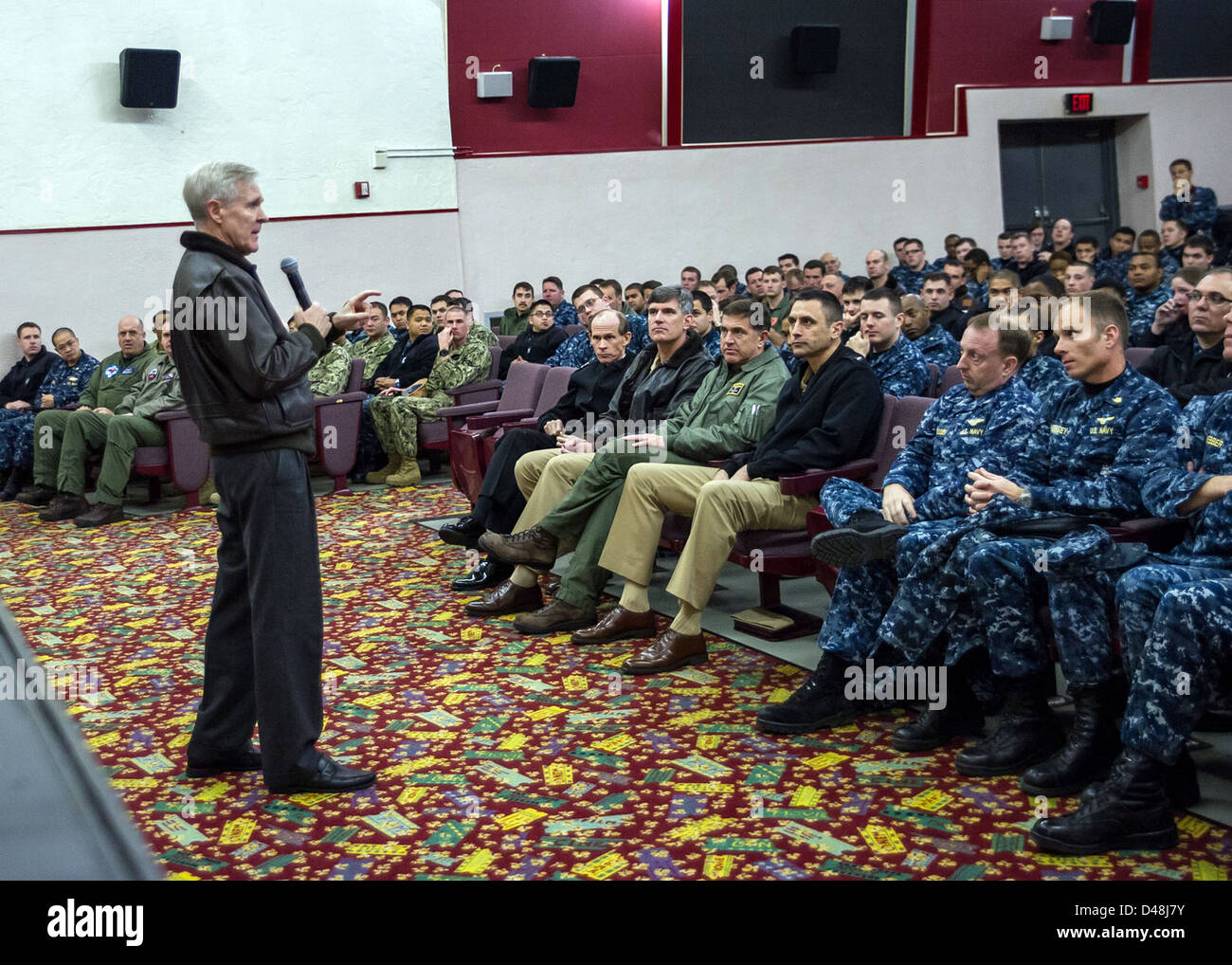 The Secretary of the Navy (SECNAV) addresses U.S. Navy Sailors ...