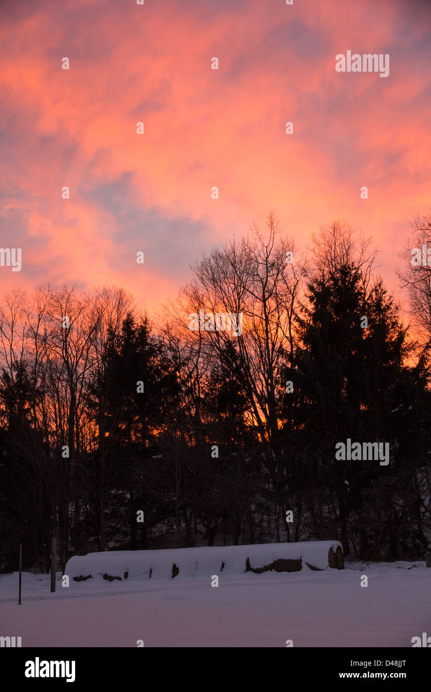 A brilliant winter sunset in Pennsylvania Stock Photo - Alamy