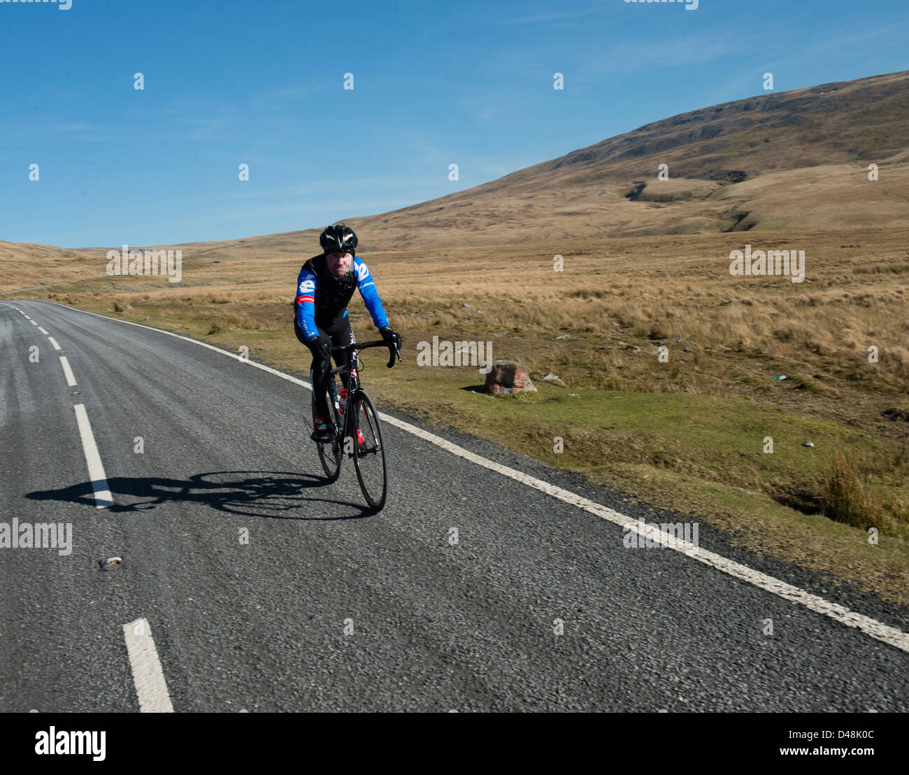 Brecon Beacons National Park: Cyclists on the A4069 road Black Mountain ...