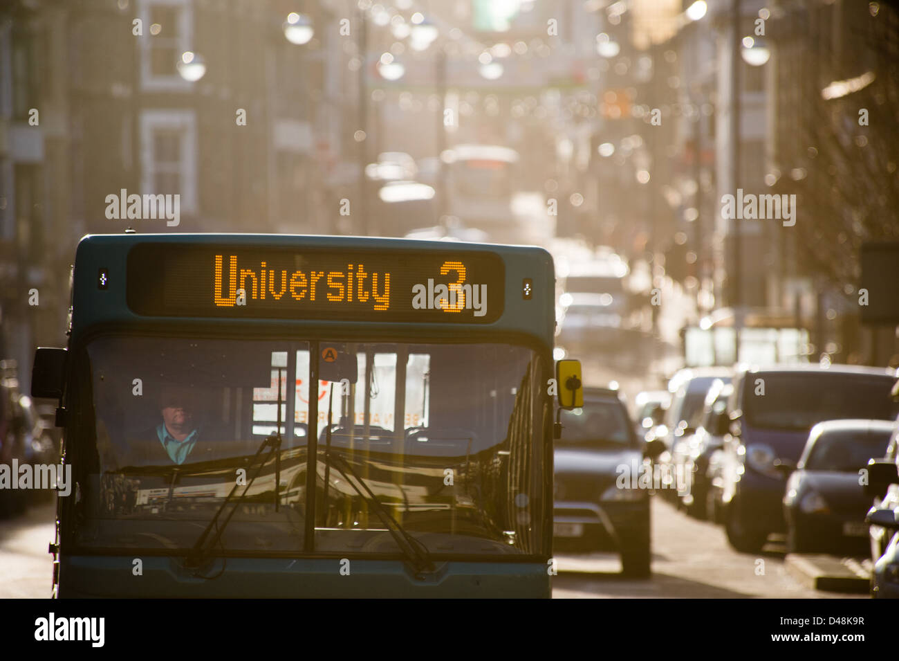 A public transport bus service to University, UK Stock Photo - Alamy