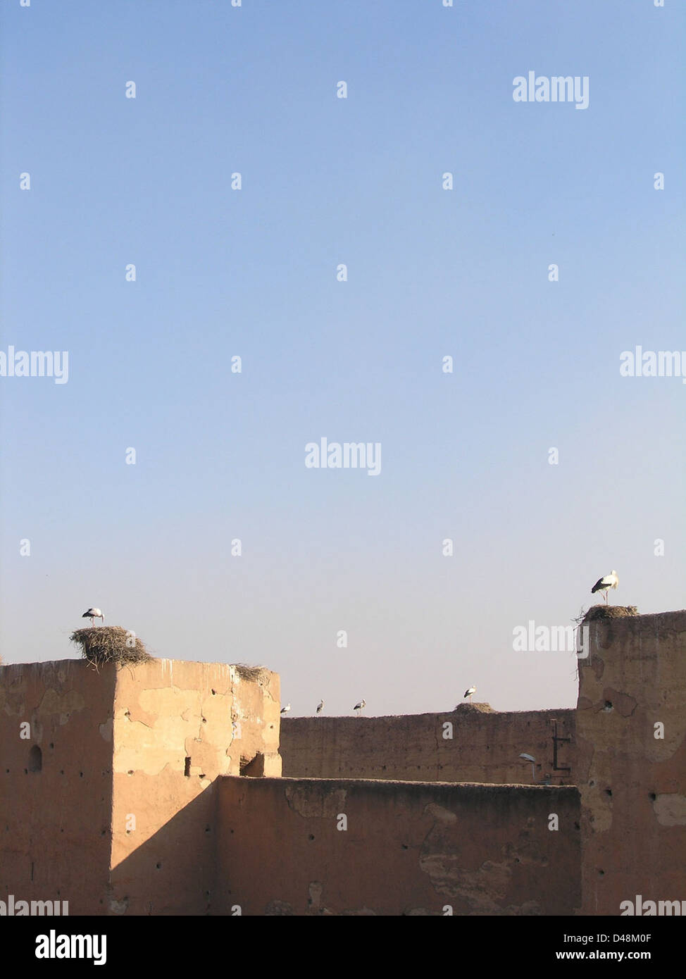 A large defensive wall in Marrakech, Morocco, part of the city's ...