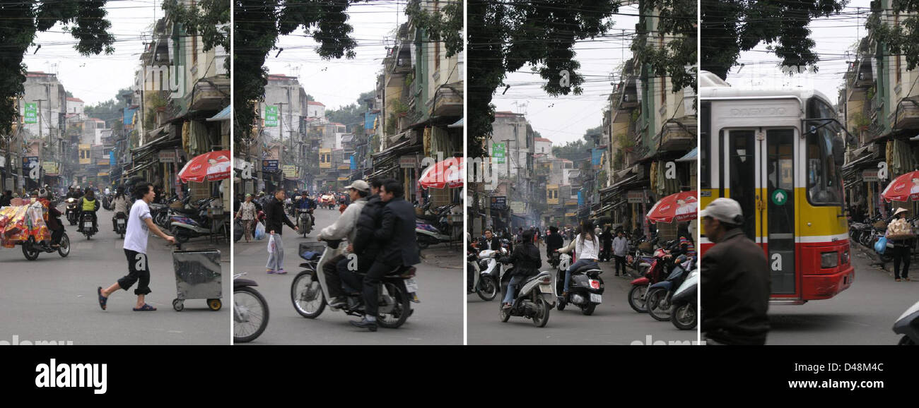 Hanoi Trafik captures the dynamic traffic scene in Hanoi, Vietnam. The ...
