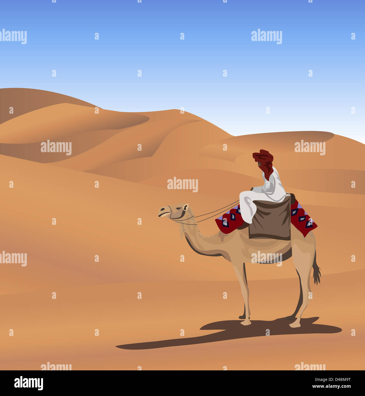 Background illustration with a bedouin and camel Stock Photo - Alamy