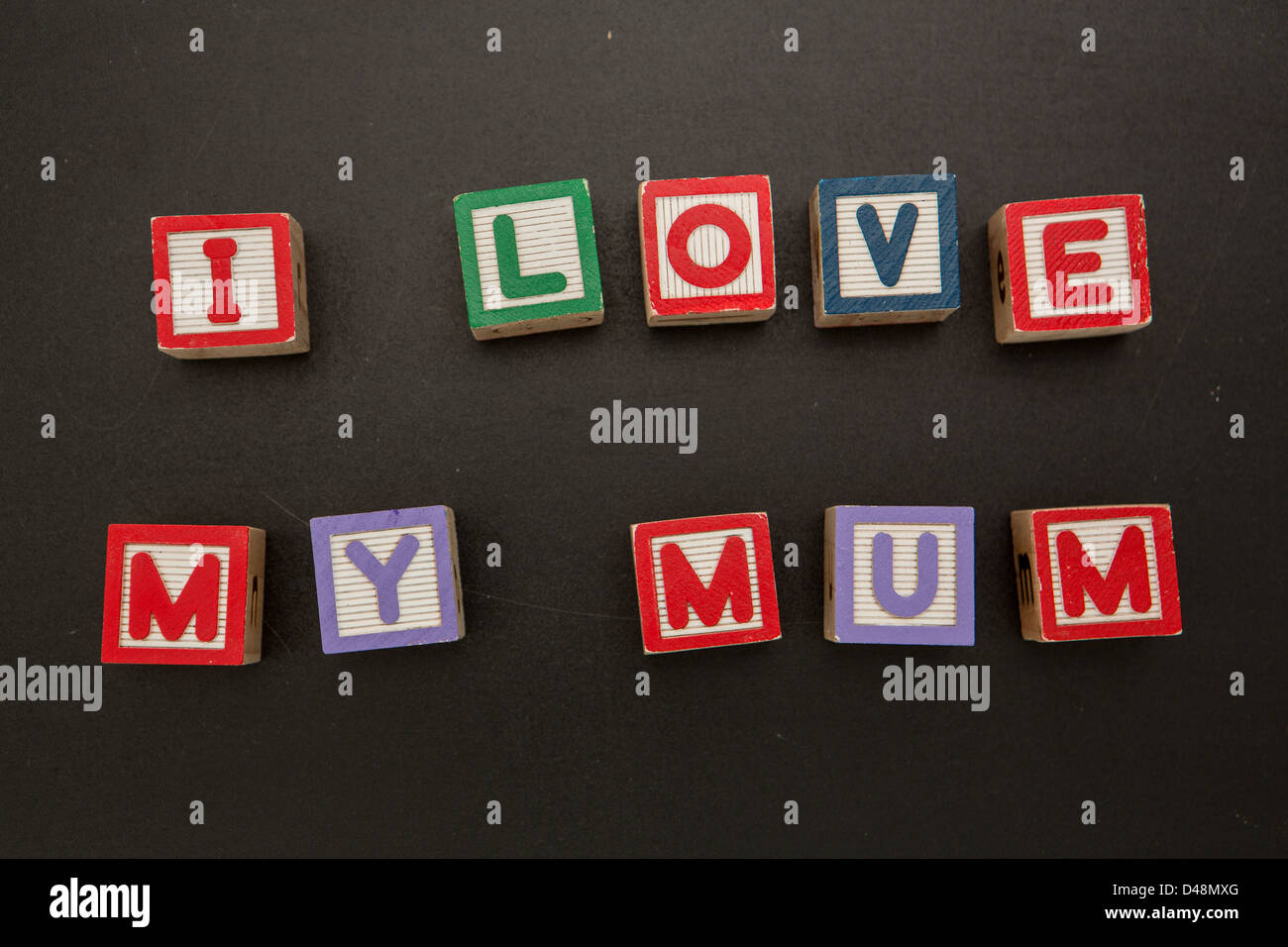 I love my mum message in blocks Stock Photo - Alamy
