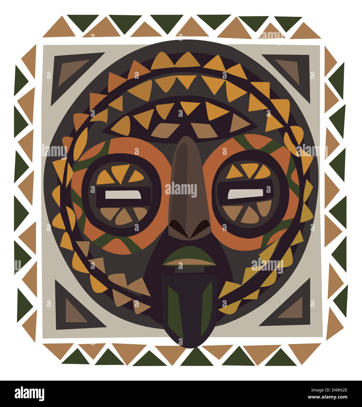 Decorative African mask illustration isolated on white Stock Photo - Alamy