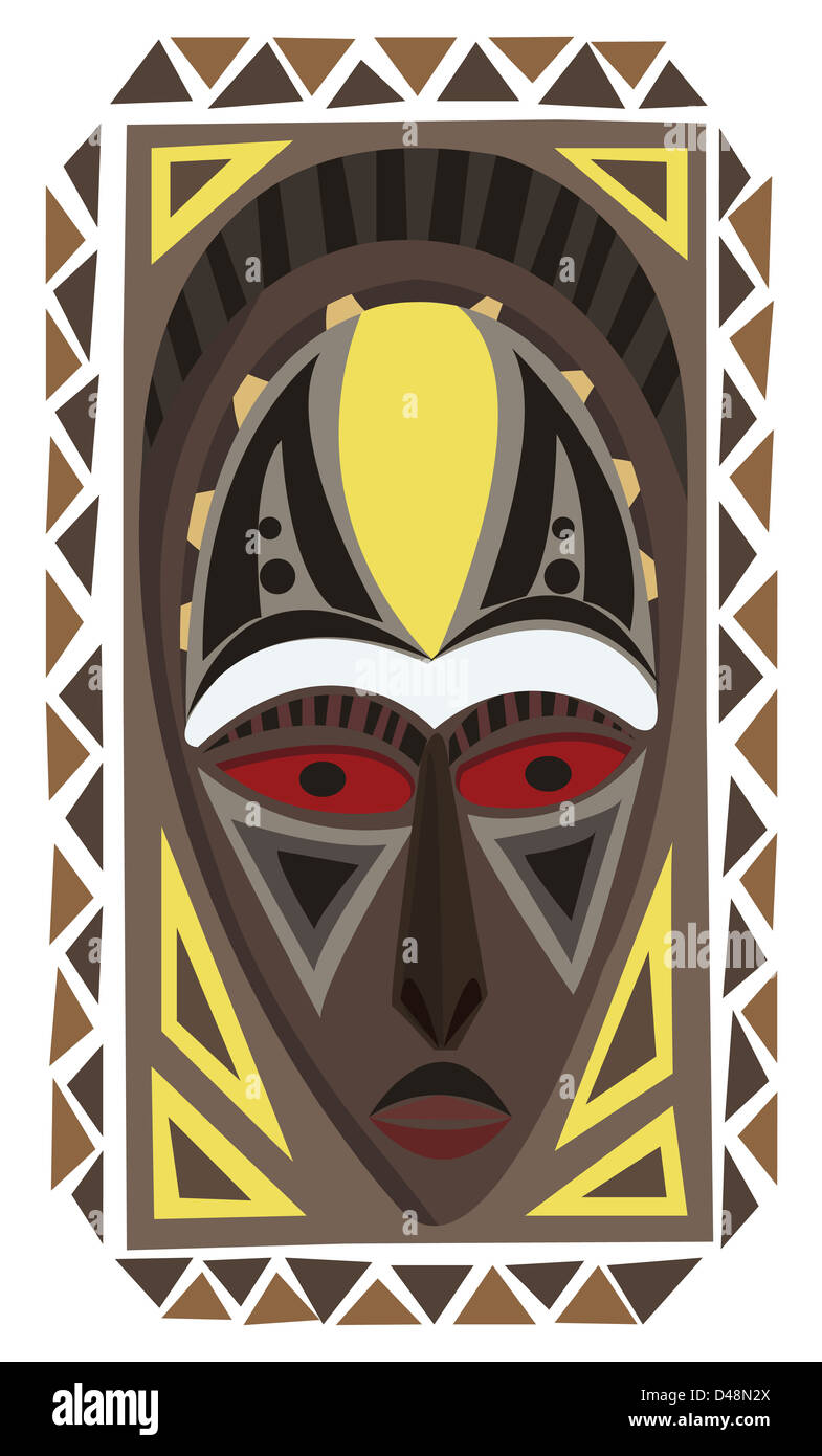 Decorative African mask illustration isolated on white Stock Photo - Alamy
