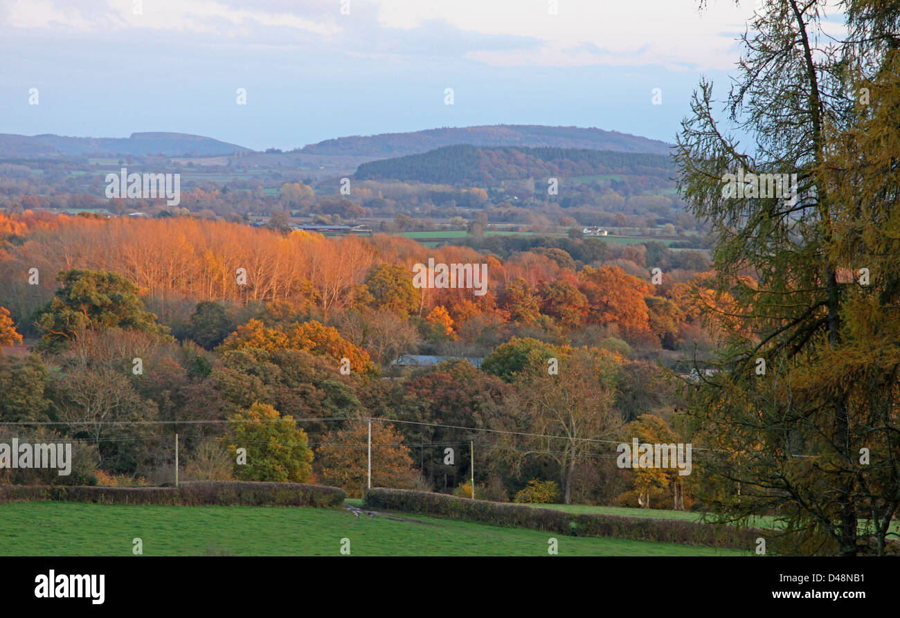 Autumn view over the Wye valley in Herefordshire Stock Photo - Alamy