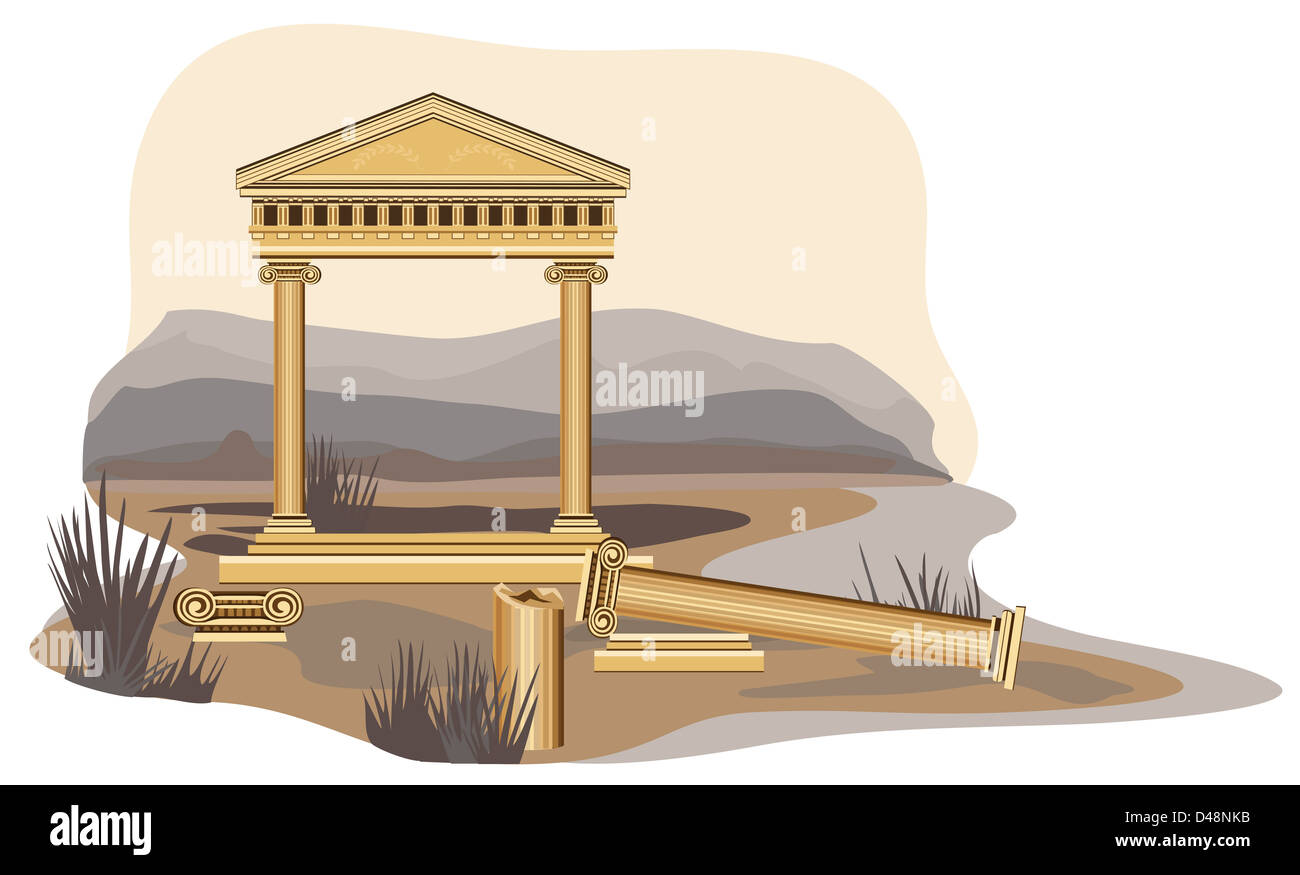 Antique temple illustration, isolated on white background Stock Photo ...