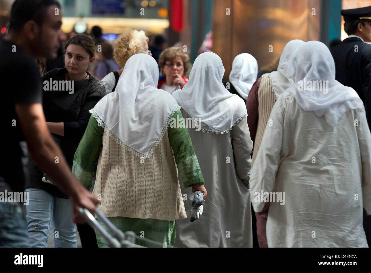 Istanbul, Turkey, Ataturk International Airport, Muslim women in the ...