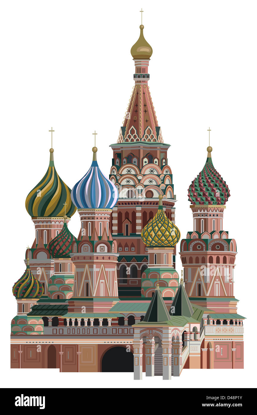 Illustration of Saint Basil Cathedral, isolated on white background ...