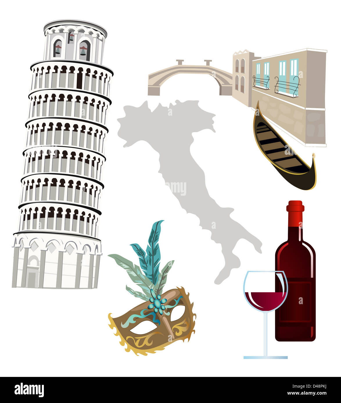 ITALY clipart Rome Venice carnival Pisa tower Colosseum Roman symbols ...