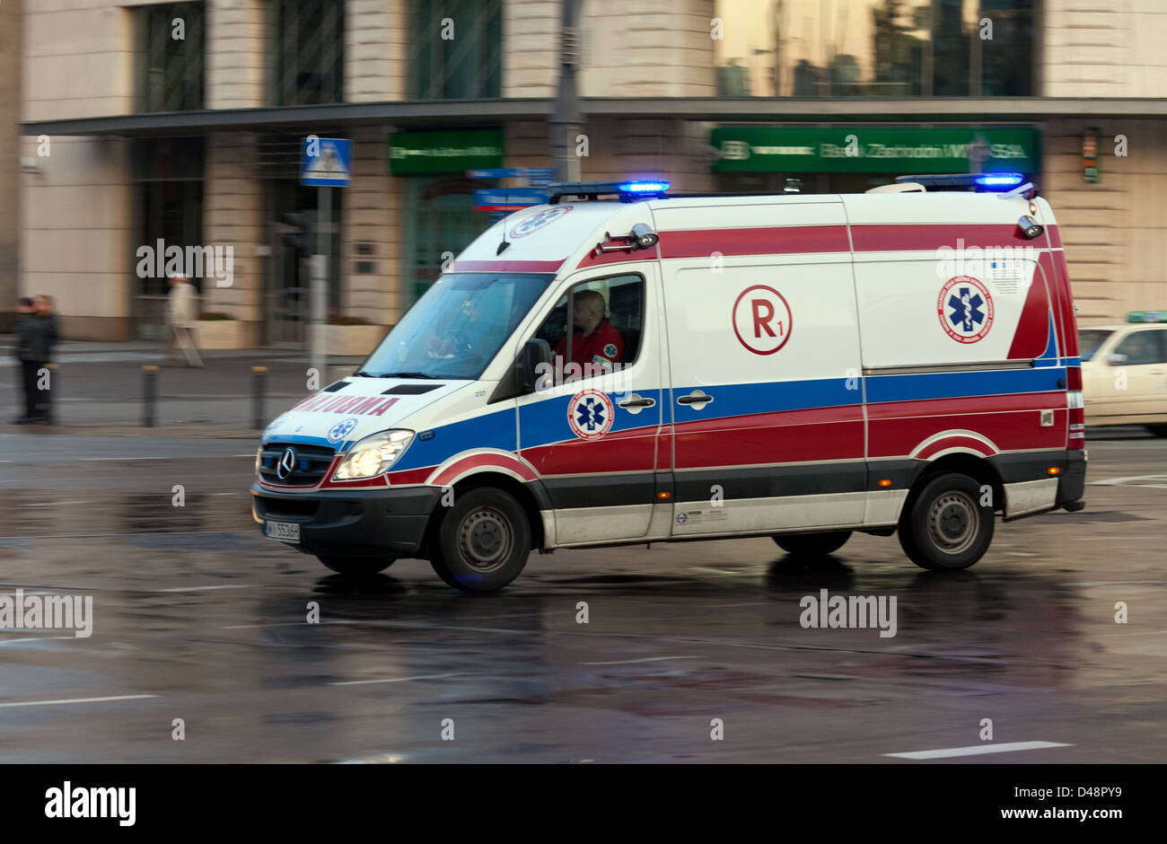 Warsaw, Poland, an ambulance in action Stock Photo - Alamy