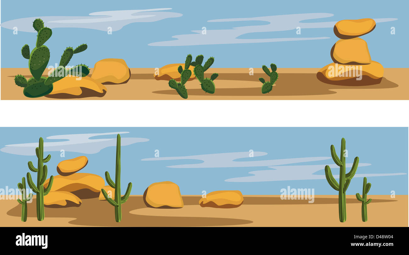 A Latin American desert scene with rocks and cactus Stock Photo - Alamy