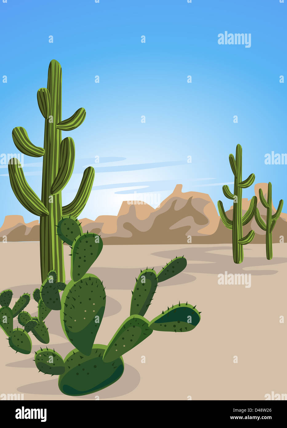 A Latin American desert scene with rocks and cactus Stock Photo - Alamy
